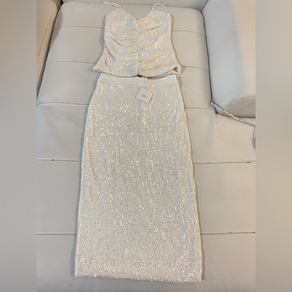 Lavender Brown | Dresses | Nwt Lavender Brown Dazzling White Sequin ...